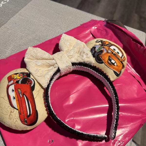 Cars Minnie Ears Mater & Lightning Mcqueen Minnie/mickey Mouse Ears - Etsy