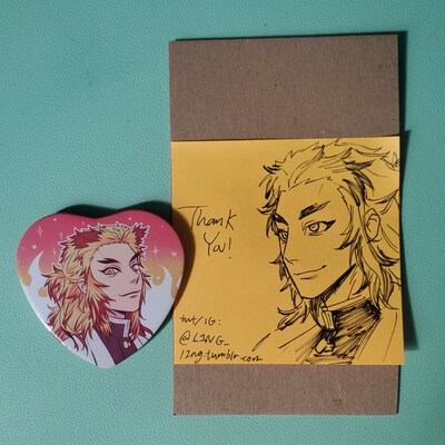 Demon Anime Heart Shaped Buttons - Etsy