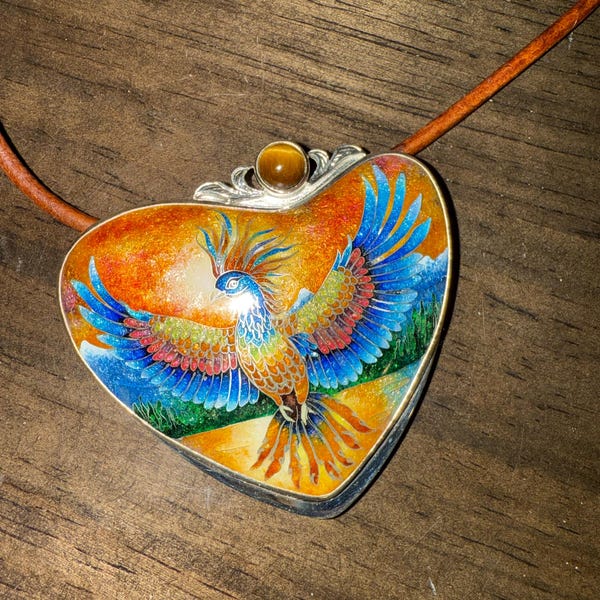 Woman With Leopard Pendant / Fire Cloisonne Enamel Brooch-pendant ...