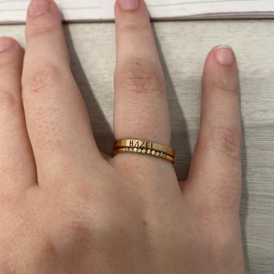 Rose Gold Filled Engraved Name Ring Stacked Rose Ring Trending ...