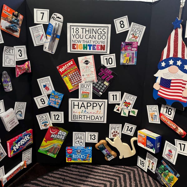 18 Things That You Can Do When You're 18, 18th Birthday Party Gift Tag ...