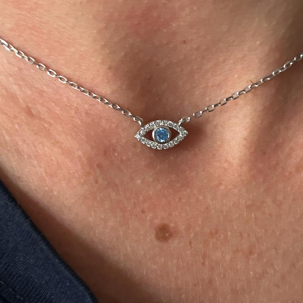 Silver Evil Eye Necklace, Third Eye, Turquoise Evil Eye Pendant ...
