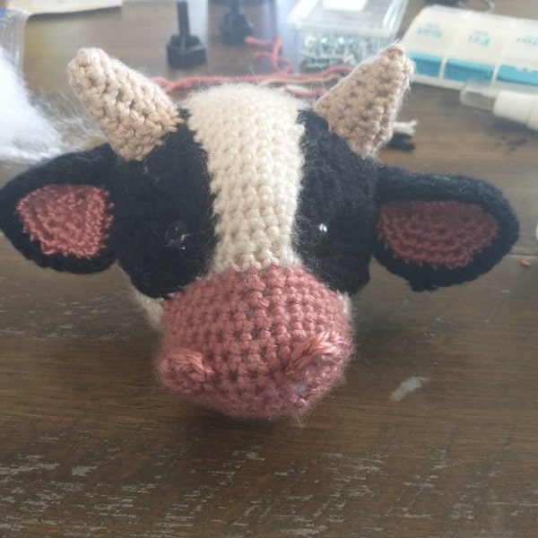 Cow Head Keychain Crochet Pattern; 2 Spot Face Pattern Extension; PDF ...