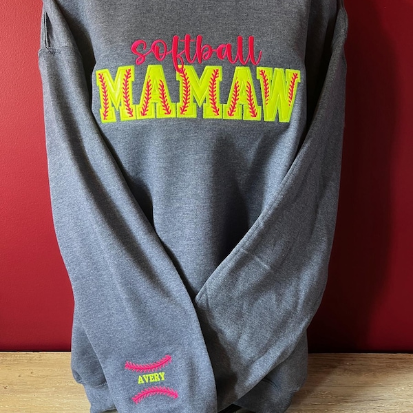 Softball Mamaw Applique Machine Embroidery Design // Includes Laces ...