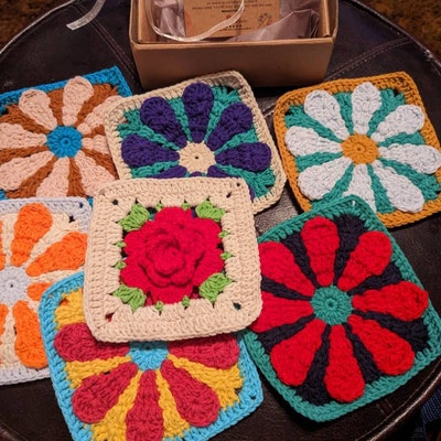 Crochet Long Granny Square Patchwork Vest Knit Colorful Daisy - Etsy