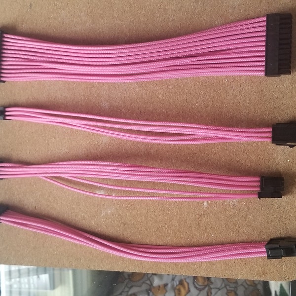 30cm Pc Psu Sleeved Extension Cable Pink Color Cpu Gpu Cable Cords - Etsy