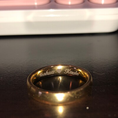 Personalized Gold Ring Set Custom Engraved Rings Stainless Steel Gold ...
