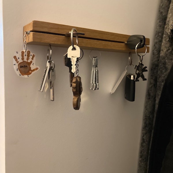 Magnetic Oak Key Rack – Modern Wooden Key Holder – Handmade Wall ...