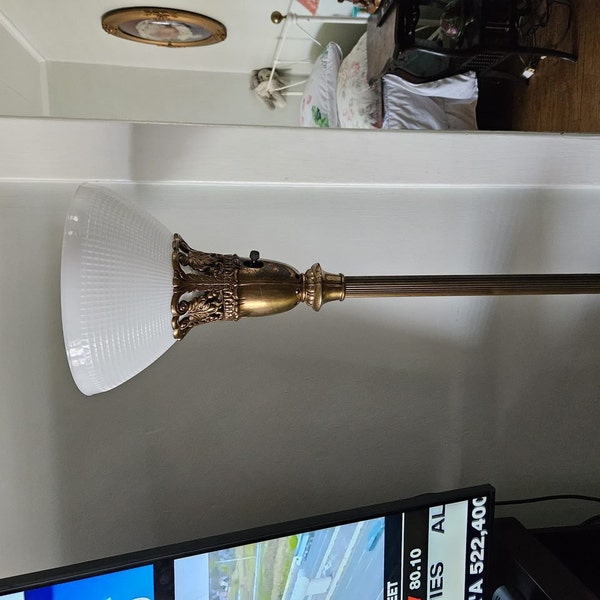 White Opal Glass Torchiere Diffuser Floor Table Lamp Shade, Waffle ...