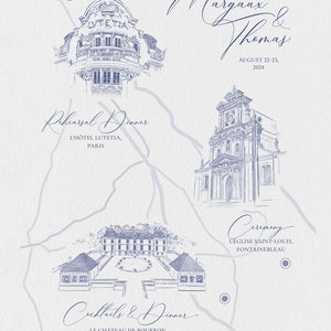 Custom Wedding Map Illustration, Hand Drawn Wedding Venue Map ...
