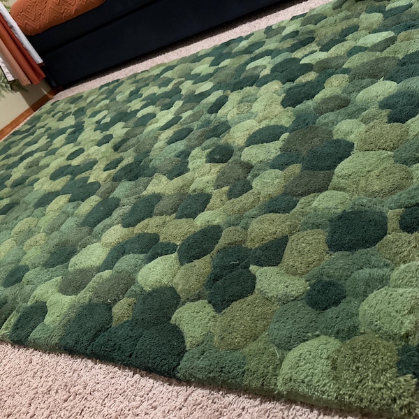 Deep Green Golf Course Low High Texture Hand Tufted Abstract Wool Rugs ...