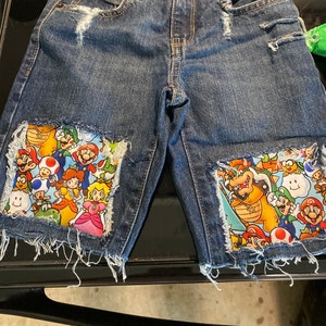 Super Mario Birthday Jeans//shorts Mario Brothers Boys Made With Mario ...