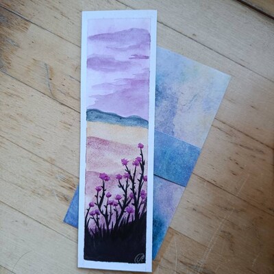 Watercolor Bookmarks Painted by Hand Purple Color Scheme - Etsy
