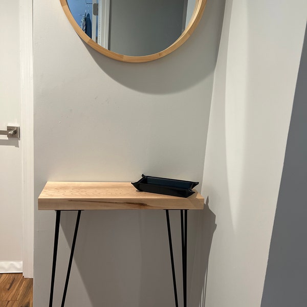 Narrow Console Table in Solid Walnut or Maple With Hairpin Legs - Farmhouse Entry Table, Wall ...
