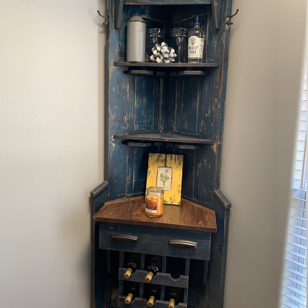 Corner Coffee Station-coffee Bar- From a Recycled Door- W/"k" Cup Racks ...