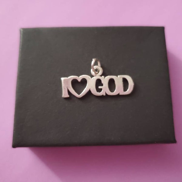 Sterling Silver I Love God Charm, Heart, Religious, Christian, .925 ...