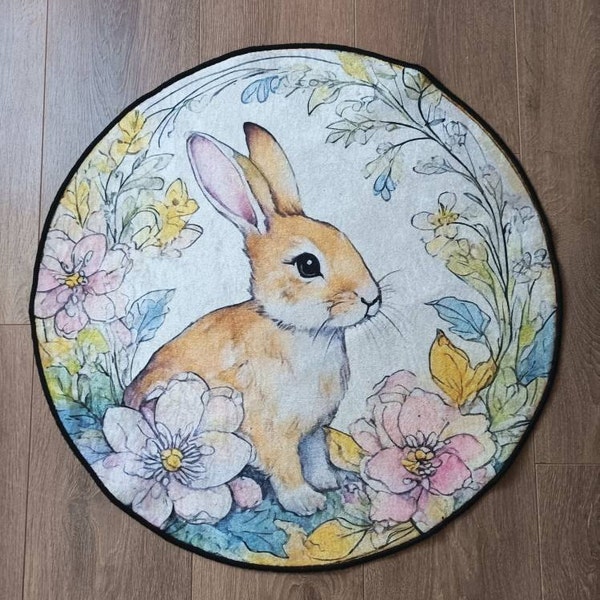 Cat Round Rug, Moon Cat Rugs, Animal Rug, Boho Rug, Round Rug ...