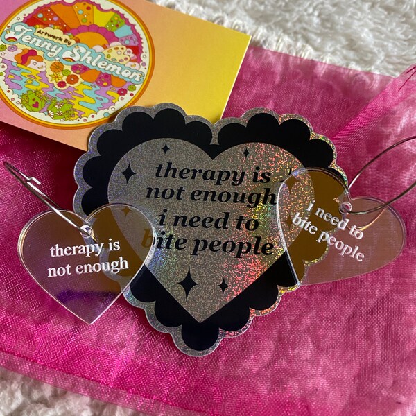 Iridescent Therapy is Not Enough I Need to Bite People Heart Hoop ...