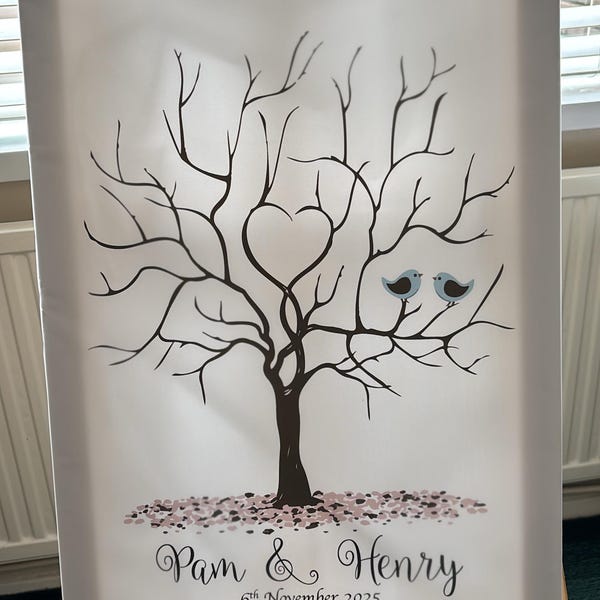 Personalised Bird Keepsake Fingerprint Tree Personalised Wedding ...