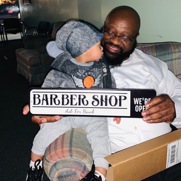 Barber Shop Sign, Personalized We're Open Sign, Custom Hairstylist Sign ...