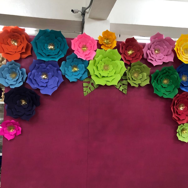 Paper Flower Template / DIY Paper Flower Backdrop SVG Template Cut ...