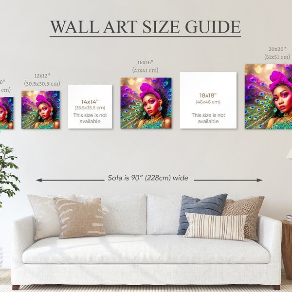 Square Frame Size Guide, Wall Art Size Guide, Comparison Chart, Poster ...