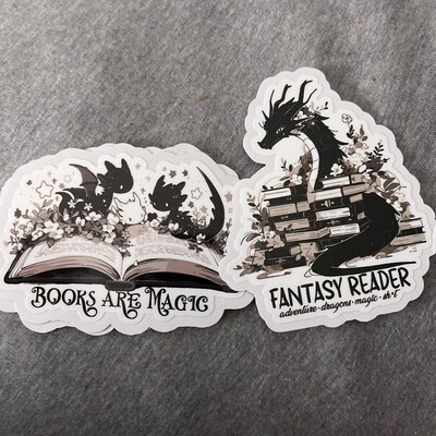 Books Are Magic Dragon Sticker Book Lover Sticker - Etsy