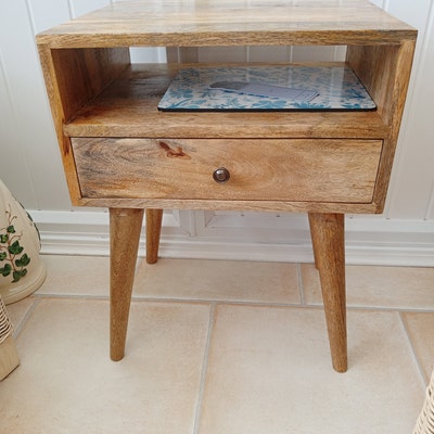 Bedside Table With Shelves Curved Bedside Table Unique Modern Farmhouse ...
