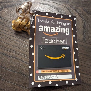 PRINTABLE Teacher Gift Card Holder, Digital Teacher Gift, Teacher ...