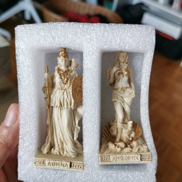 Vintage Athena Mini Statue - Small Hand-painted Ancient Greek Goddess ...