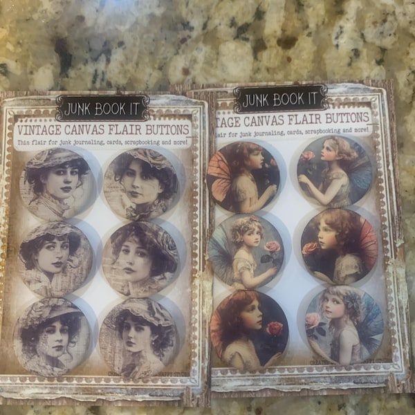 Summer Coastal Canvas Flair Buttons, Vintage Beach Junk Journaling ...