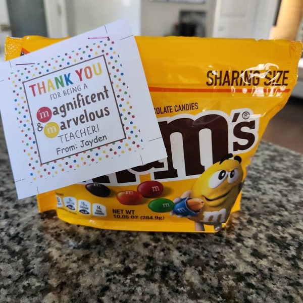 M&ms Teacher Appreciation Gift Tag, Magnificent and Marvelous Teacher ...