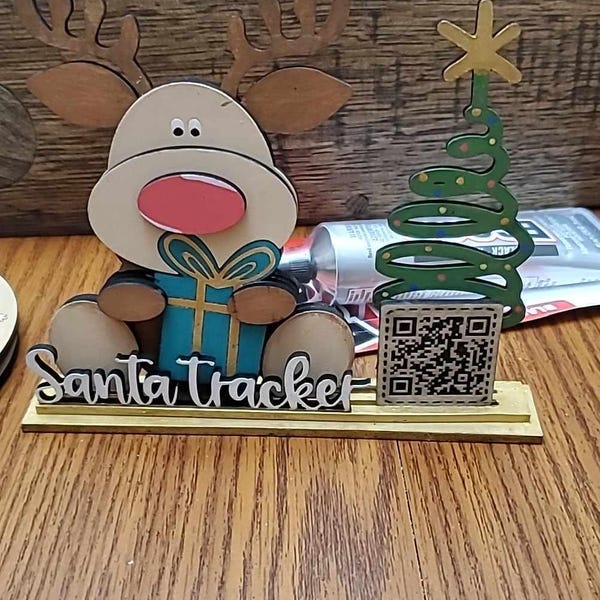 Christmas Santa Tracker QR Code Shelf Sitter Adorable Reindeer - Svg ...
