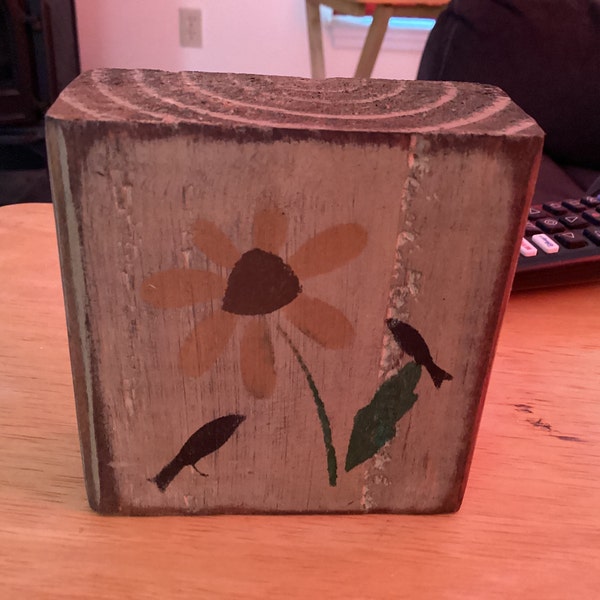 Sunflowers Primitive Block Sign - Etsy