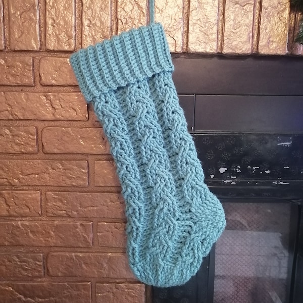 CROCHET PATTERN & VIDEO/ Cozy Cottage Cabled Stocking, Christmas Decor ...