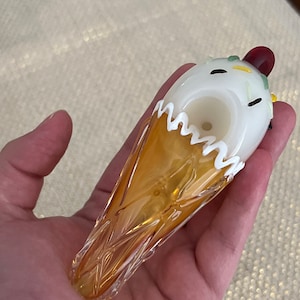 Yellow and Blue Fumed Glass Pipe Handmade Unique Golden Heady - Etsy