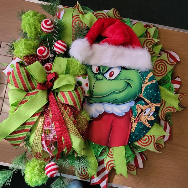 Grinch, Metal Wreath Sign, Door Decor, Round Wreath Sign. Now Taking ...
