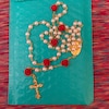 Handcrafted Prayer Rosary. Pink Butterfly Beads, Clear Crystals, Gold ...
