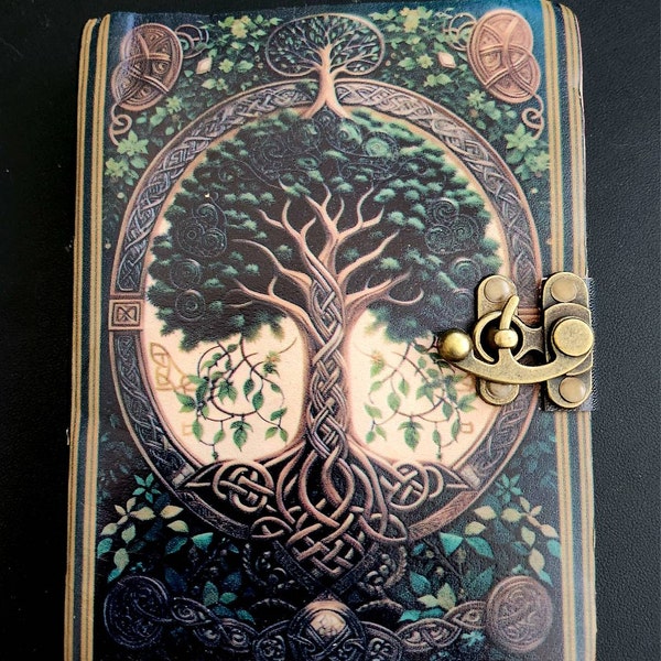 Tree of Life Leather Journal Blank Spell Book of Shadows Handmade Junk ...