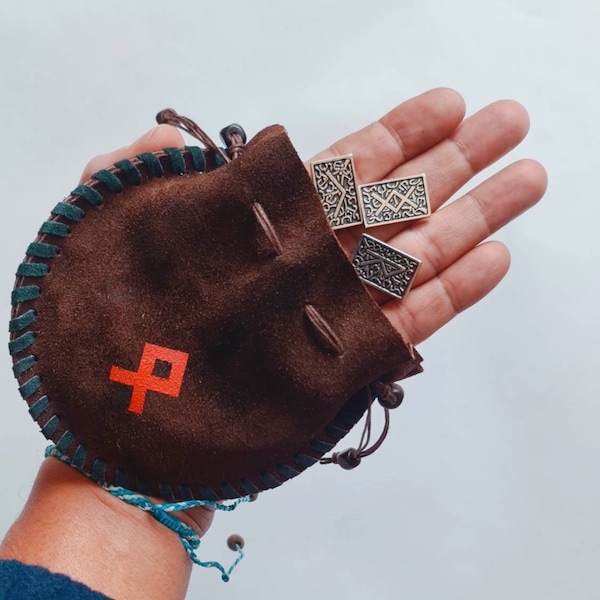Silver Plated Elder Futhark Rune Set, Leather Pouch, Divination Tools ...