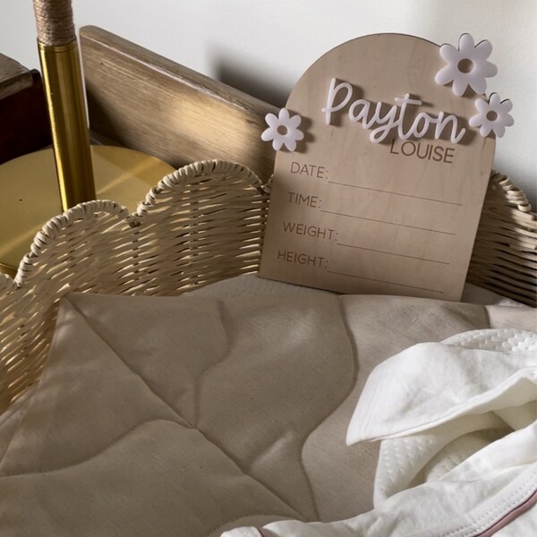 Baby Stat Sign Boho Daisy Baby Name Announcement Sign Girl Hospital ...