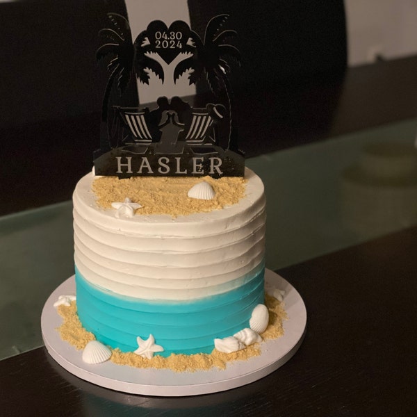 Tropical Wedding Cake Topper,palm Tree Hawaii Wedding Cake Topper,beach ...