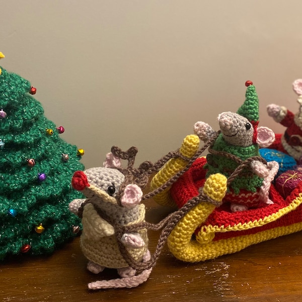 Christmas Mice, Tree & Sleigh Crochet Pattern - Etsy