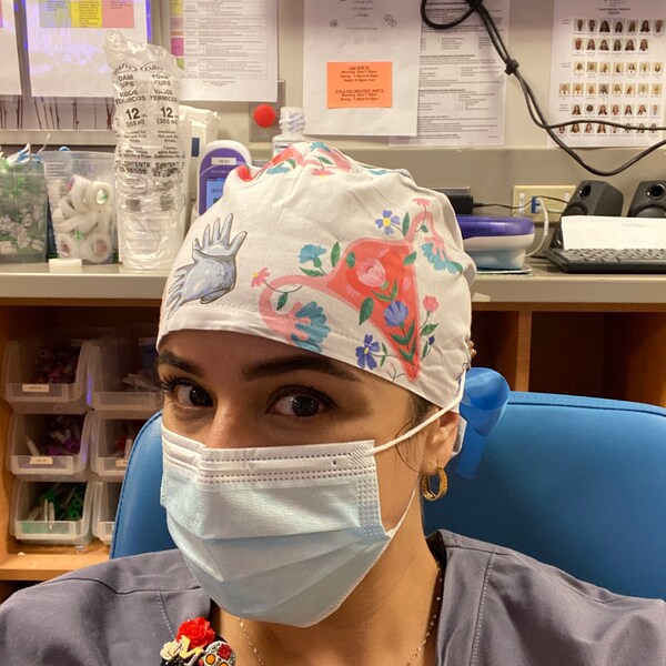 Anatomy Scrub Cap for Women, Uterus Surgical Caps, Ponytail Scrub Hat ...