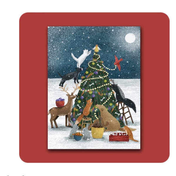 DECK the TREE Holiday Card Supporting Homeless Pets (10 Cards per Pack ...