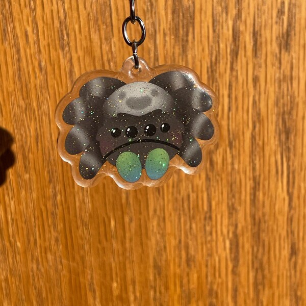 Gray Timber Wolf Acrylic Glitter Keychain Kawaii Chibi Wild Animal ...