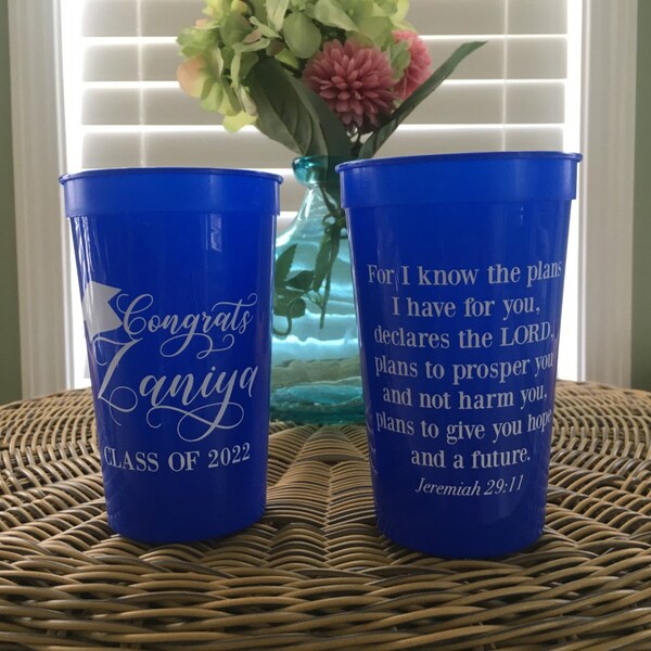 Graduation Cap Printed Party Cups, Tassel Cup Party Favors, Class of ...