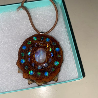 Supernova With Opal & Mandala Pinecone Pendant Necklace Sacred Geometry ...