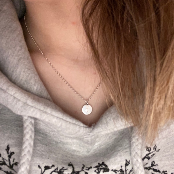 Initial Disc Necklace | Small Coin Initial Necklace | Gold Letter ...