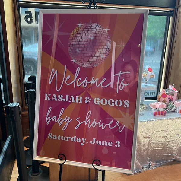 Disco Baby Shower Welcome Sign Template for Retro & Groovy 70s ...